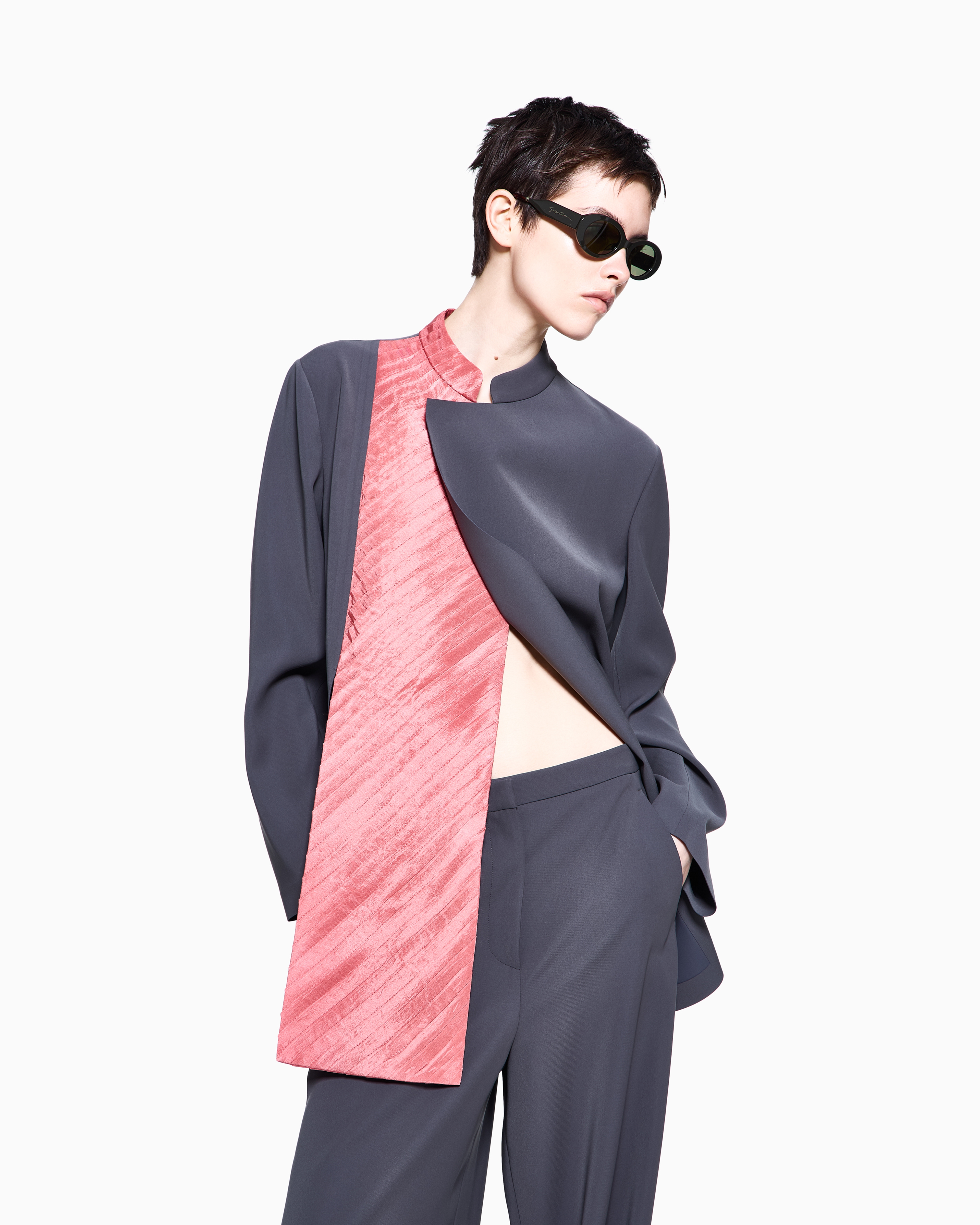 GIORGIO ARMANI Wide-Leg Technical-Cady Trousers