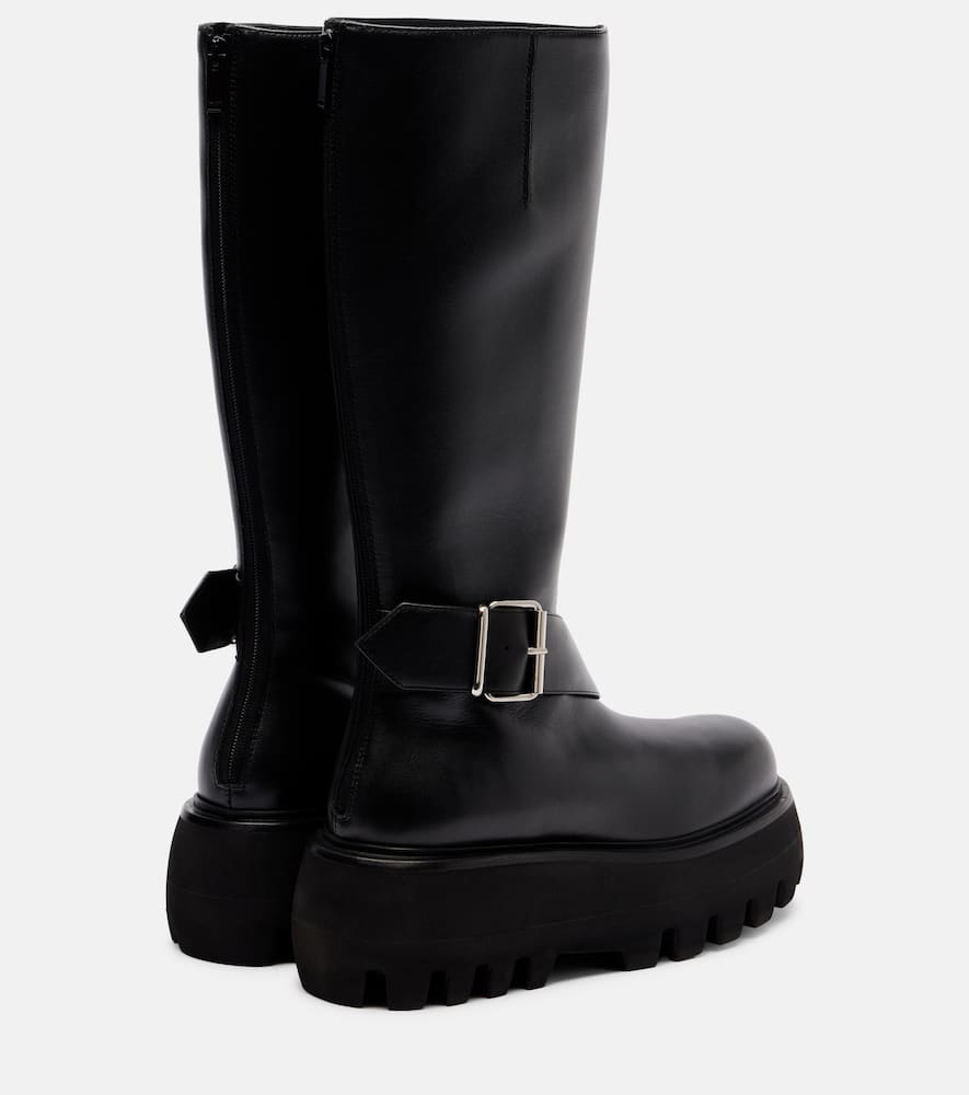 Madewell Leather Knee-High Boots In True Black 48% Off