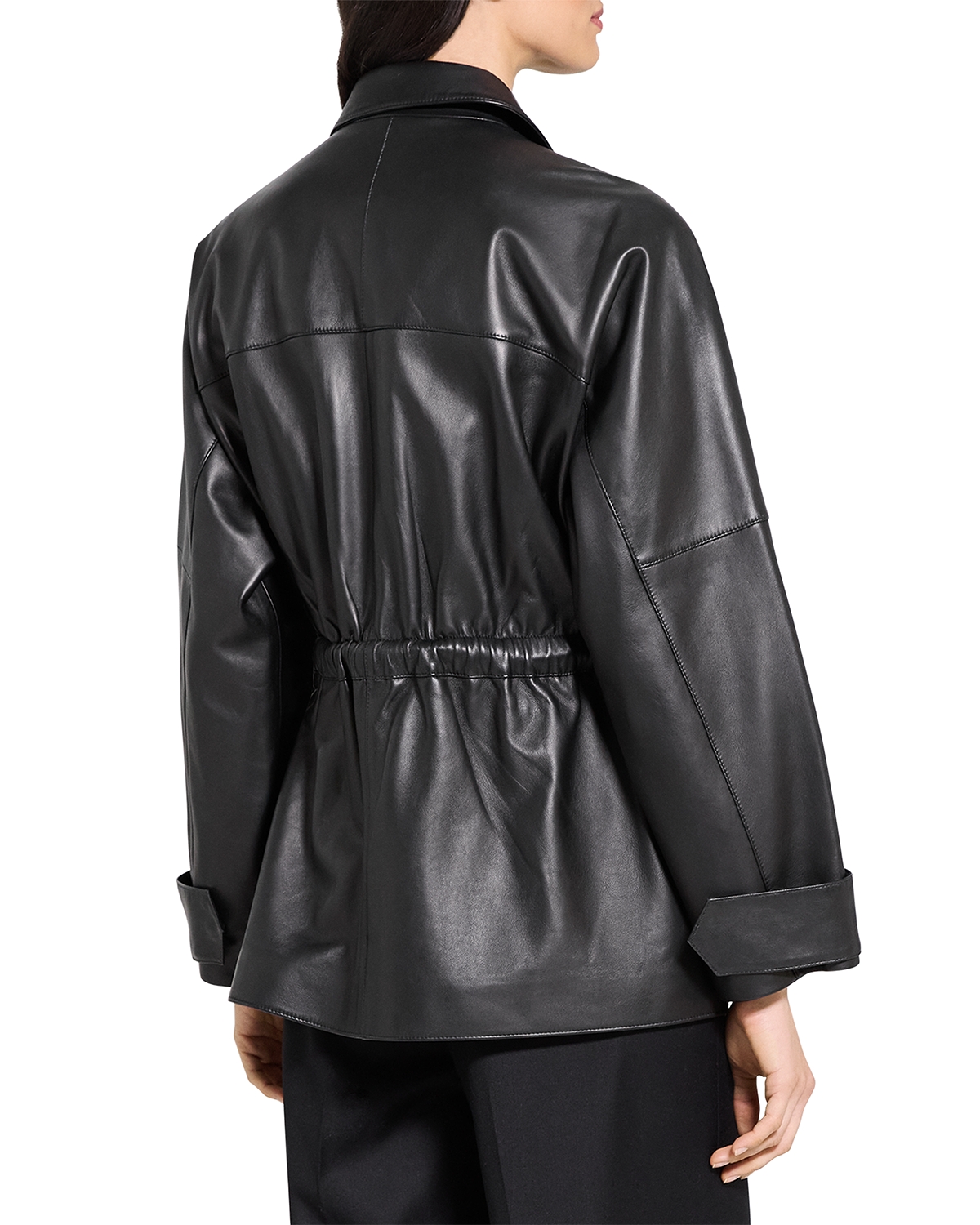 Theory Leather Zip-Up Jacket In Black - 70% Off | Editorialist