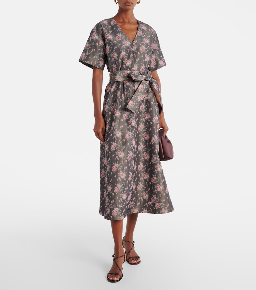 MARKARIAN Lunetta Floral Taffeta Midi Dress