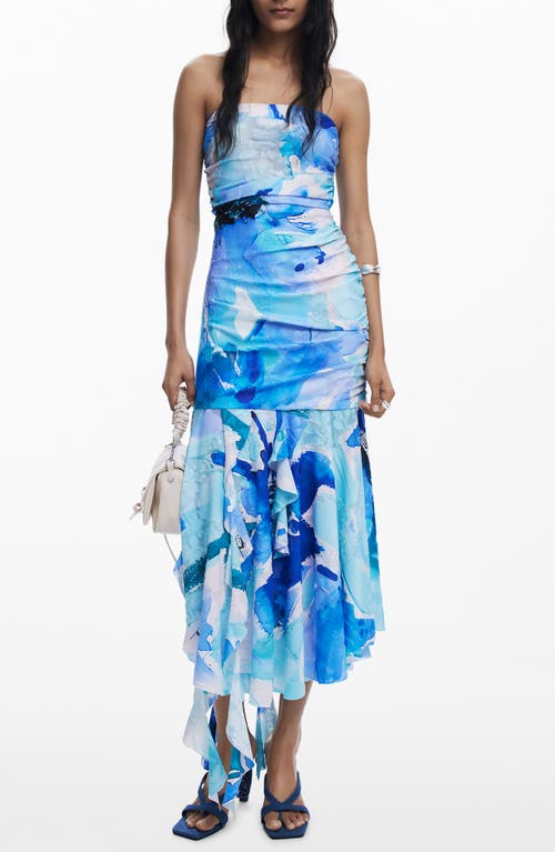 Reformation Gitane Shirred Floral-Print Linen Midi Dress - Blue | Editorialist Reformation Gitane Shirred Floral-Print Linen Midi Dress - Blue | Editorialist