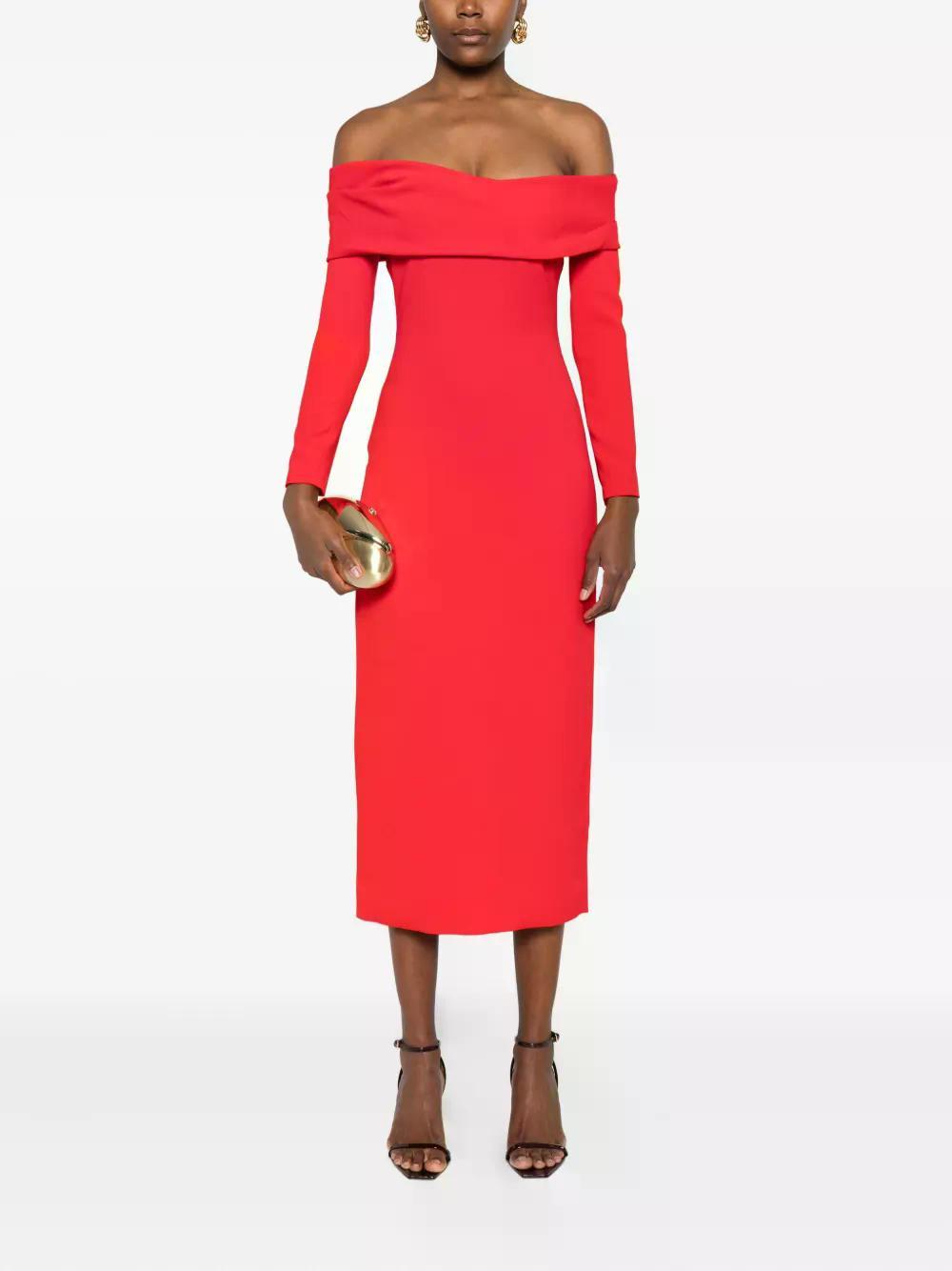 SOLACE LONDON Yuni Off-Shoulder Midi Dress
