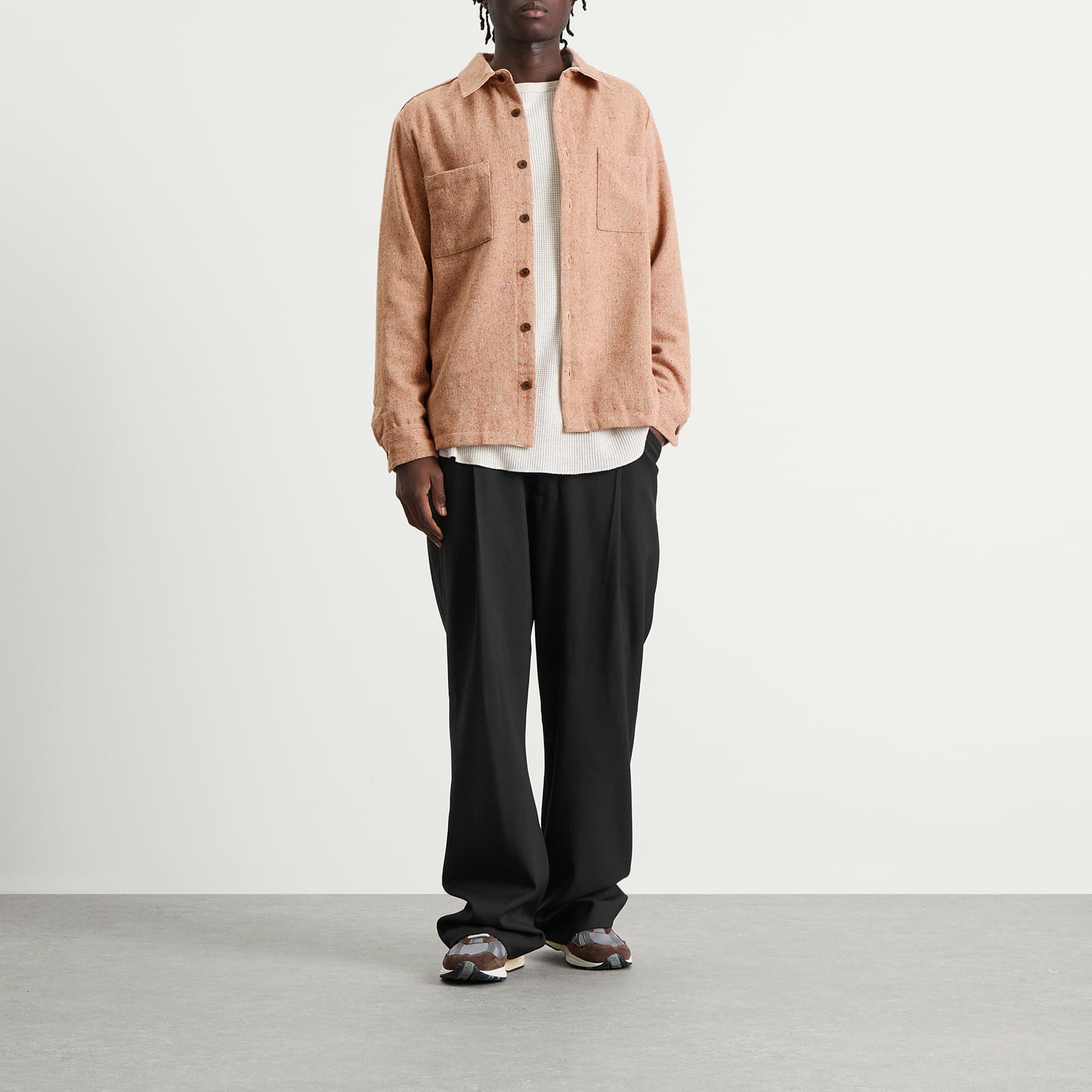 WAX LONDON whiting wool fleck overshirt