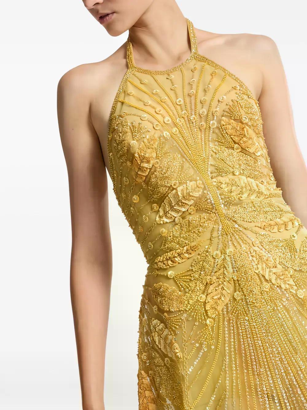 Elie Saab Beaded Halter-Neck Dress
