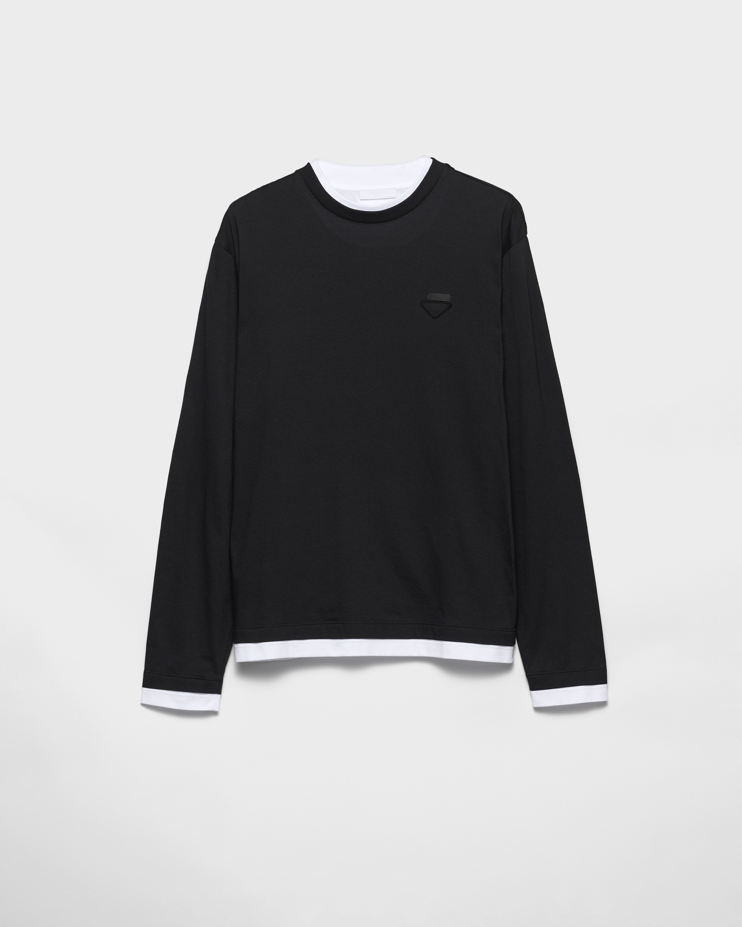 Prada Long-Sleeved Cotton T-Shirt - Black/White | Editorialist