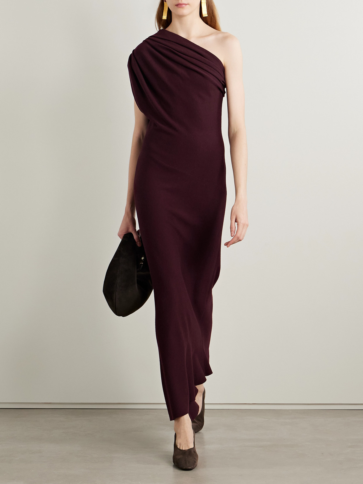 KHAITE KHAITE Coast One-Shoulder Wool-Blend Maxi Dress