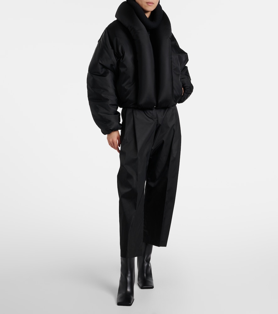 ALAÏA Alaïa Cropped High-Rise Satin Tapered Pants
