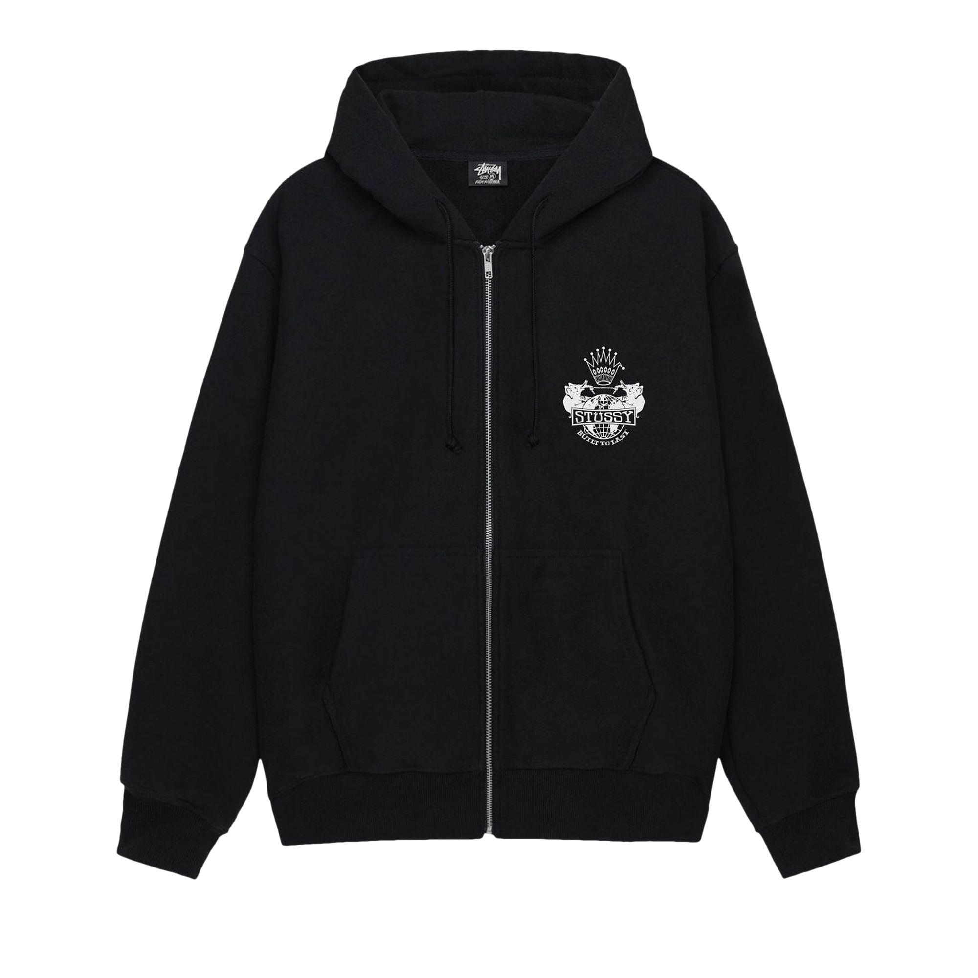 StüSsy Vertical Quilted Zip Hoodie - Black | Editorialist