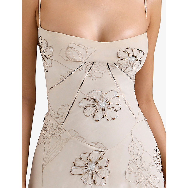 seren vanilla embroidered hand beaded floral maxi dress Women's White Tie Back Wrap Dress – Beach Maxi Dress main image 0