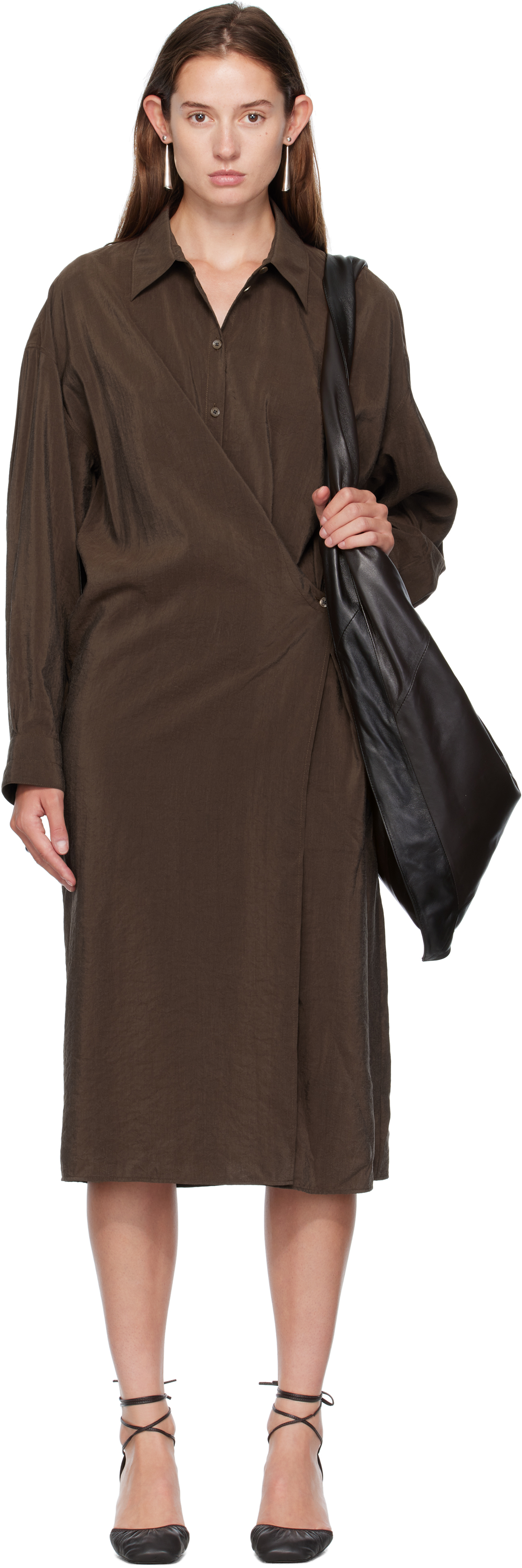 Lemaire Twisted Midi Dress - Br402 Brunette | Editorialist