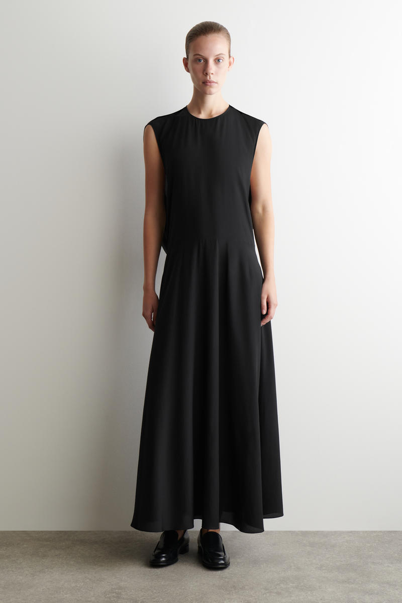 Cos Draped Silk Maxi Dress - Black | Editorialist Cos Draped Silk Maxi Dress - Black | Editorialist