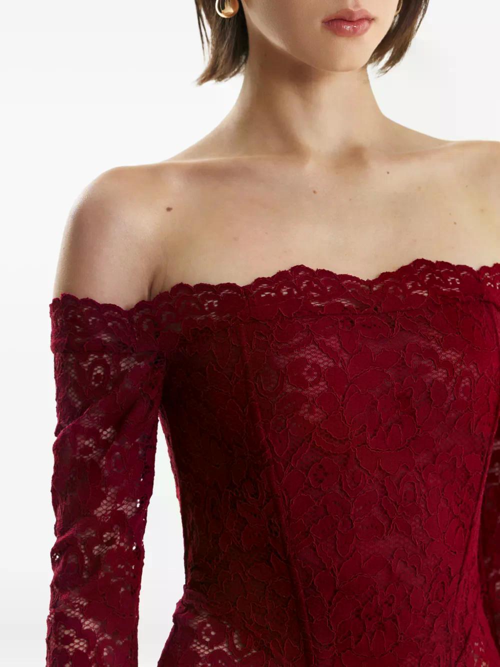 strapless open back dress Linen Blend Red Off Shoulder Midi Dress - All Dresses main image 0