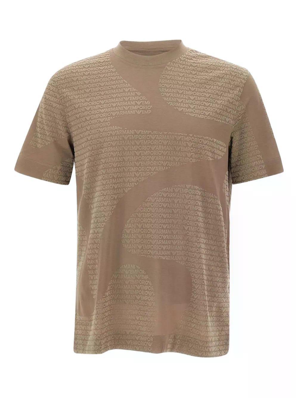 Emporio Armani Logo-Print Short-Sleeve T-Shirt Neutrals