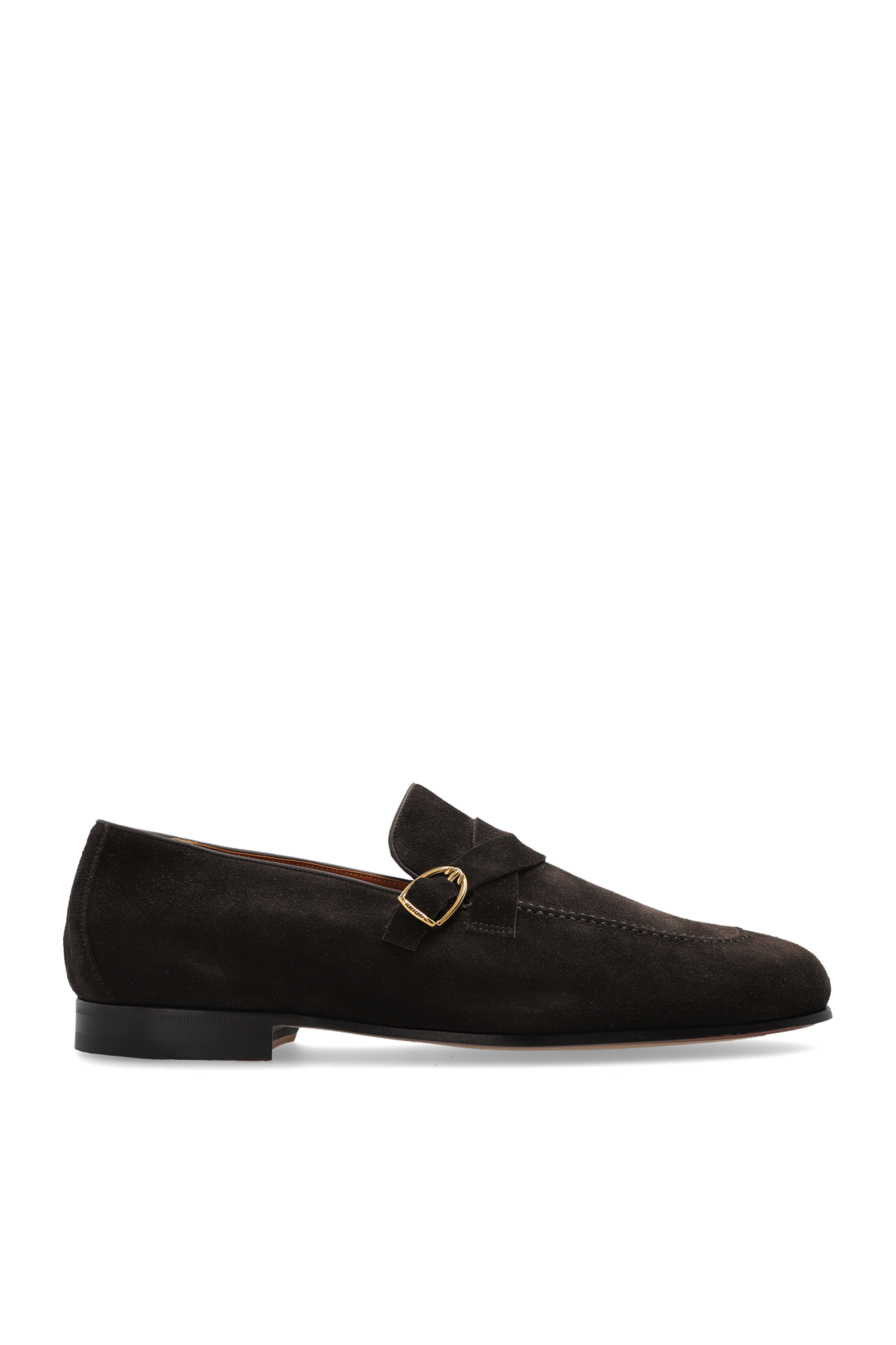 Tom Ford Dark Brown Leather Loafers with Gold Buckle TOM FORD Embellished leather loafers | NET-A-PORTER main image 3