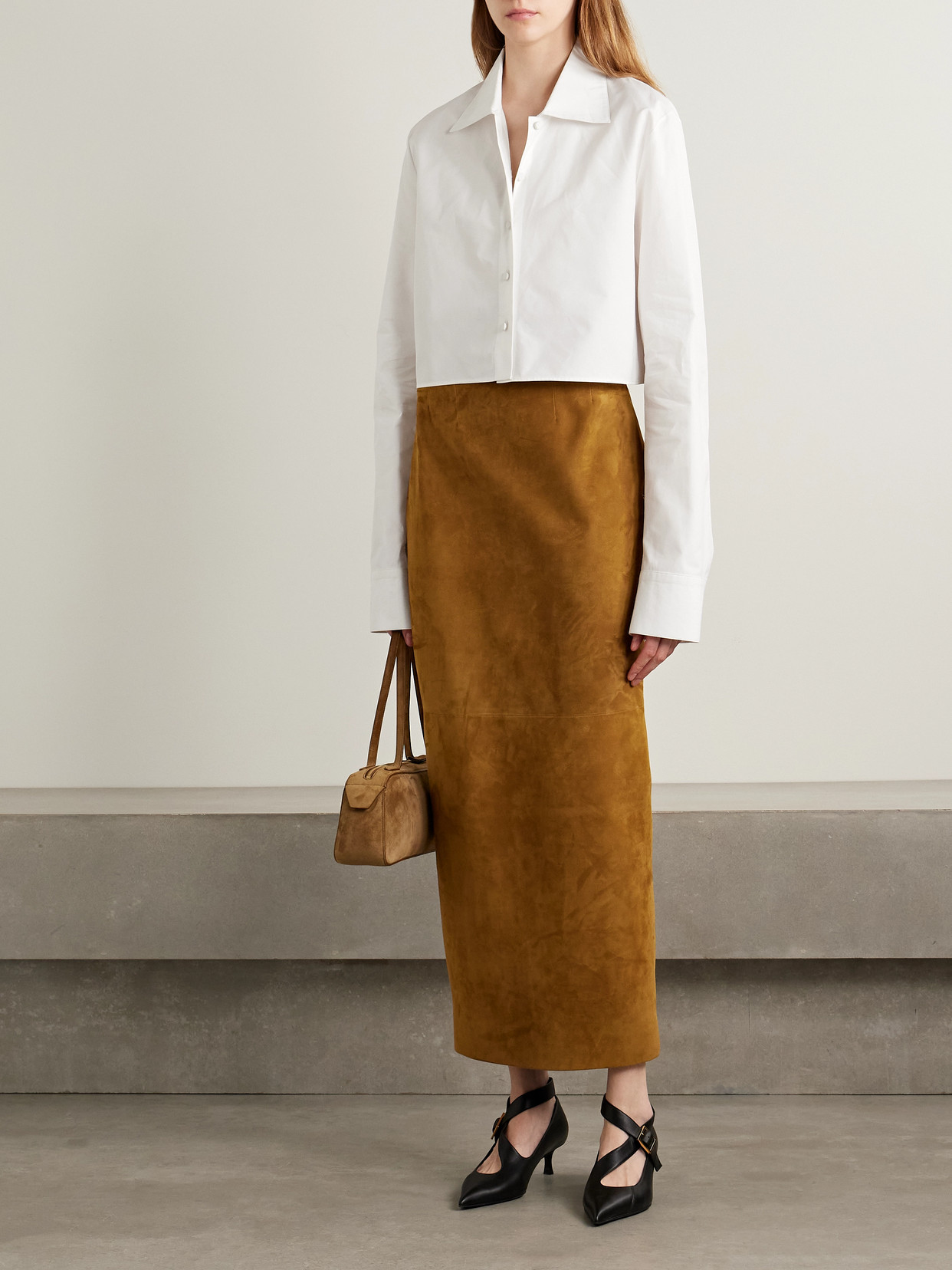 KHAITE Jasen Cropped Oxford Shirt