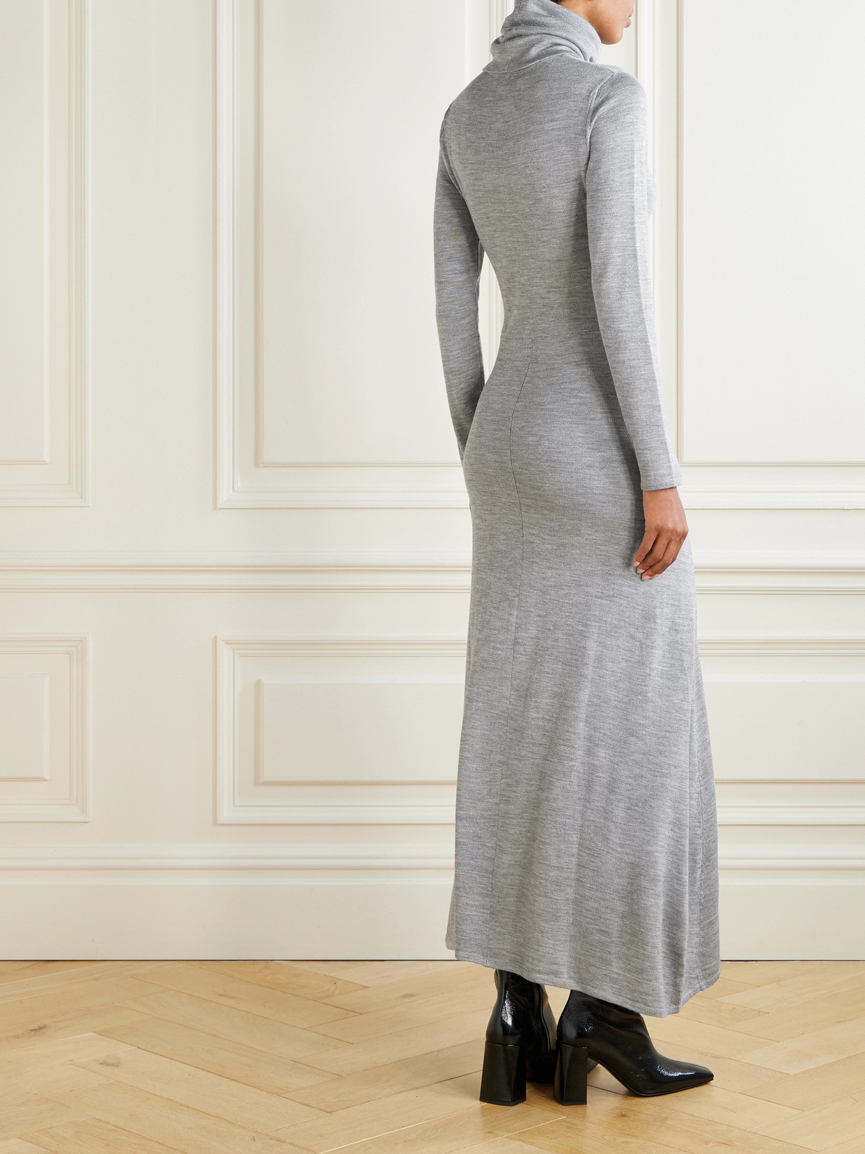 silver turtleneck dress Smak Parlour Silver Mock Turtleneck Fit & Flare Dress