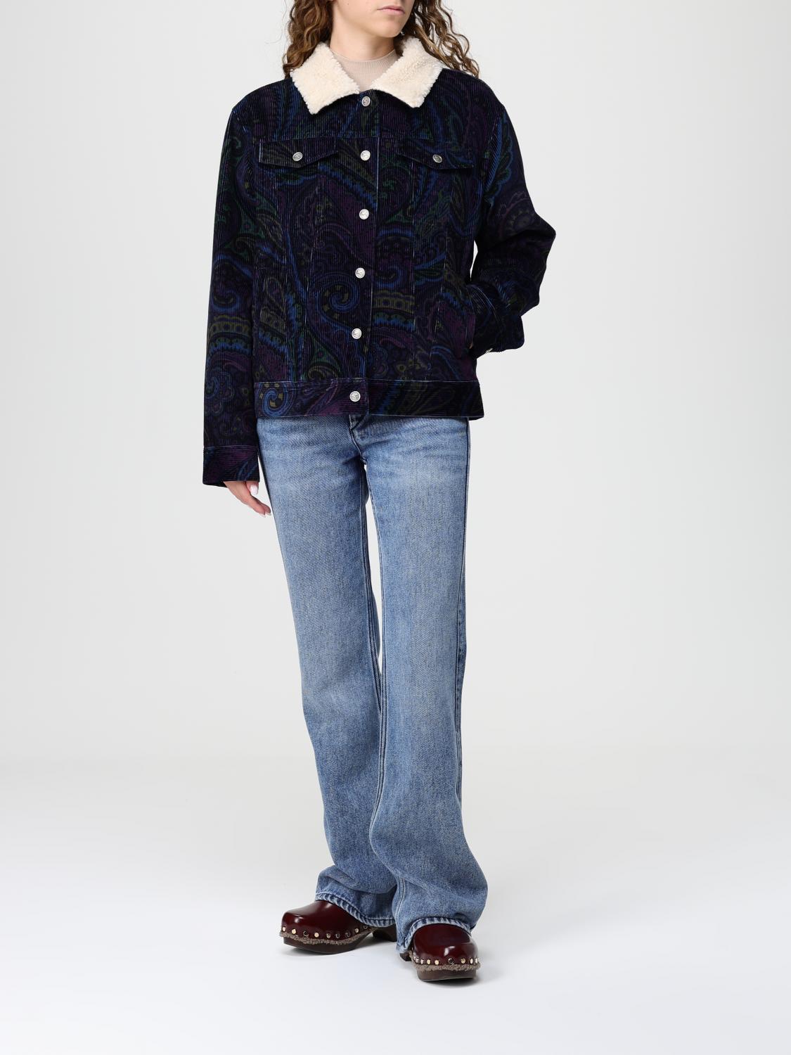 ETRO Etro Paisley Print Corduroy Jacket with Shearling Collar