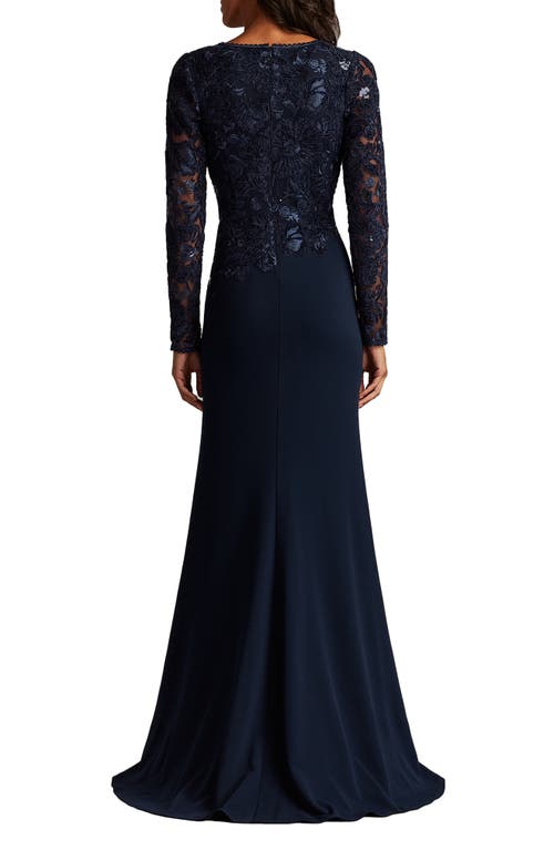 Tadashi Shoji Lace Bodice Bell Sleeve Gown - White/ Black | Editorialist Tadashi Shoji Lace Bodice Bell Sleeve Gown - White/ Black | Editorialist
