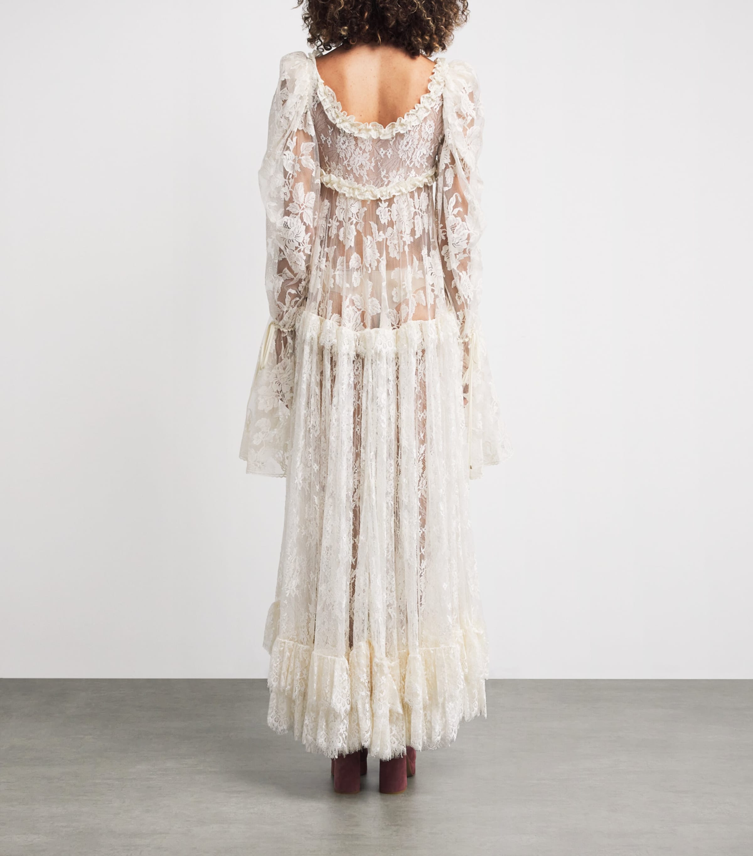 chinese dress ladies Off White Lace Maxi Dress With Belt main image 0