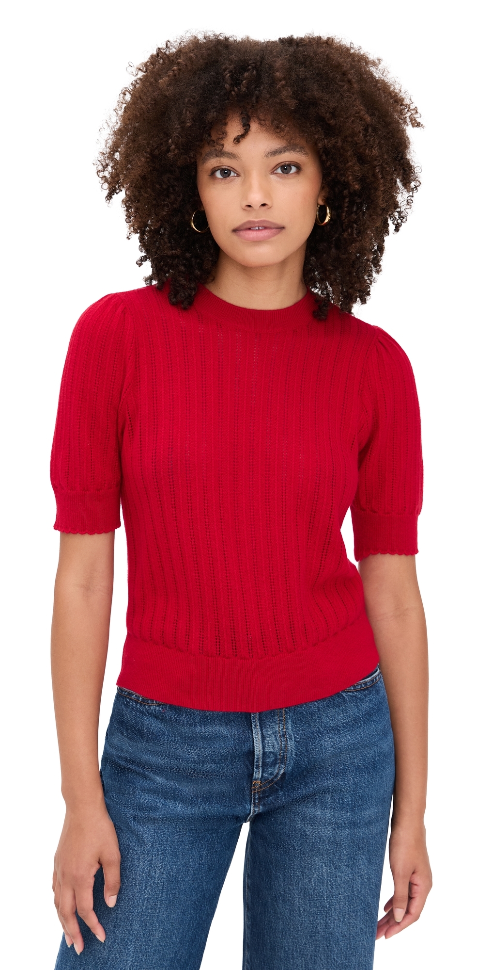Frame The Ladder Cashmere Pointelle Sweater - Bright Raspberry ...