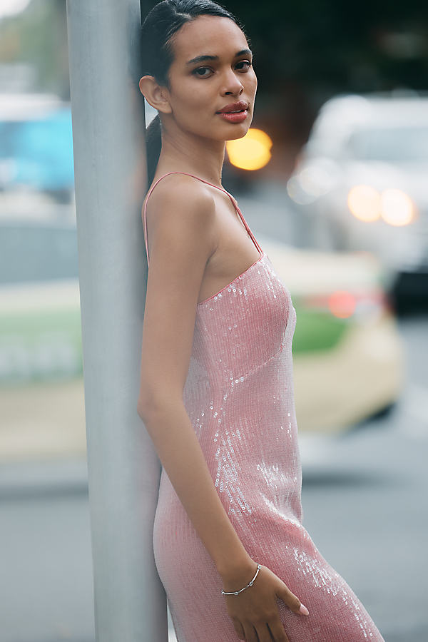 Hutch Zennia Halter Sequin Midi Dress In Pink - 29% Off | Editorialist