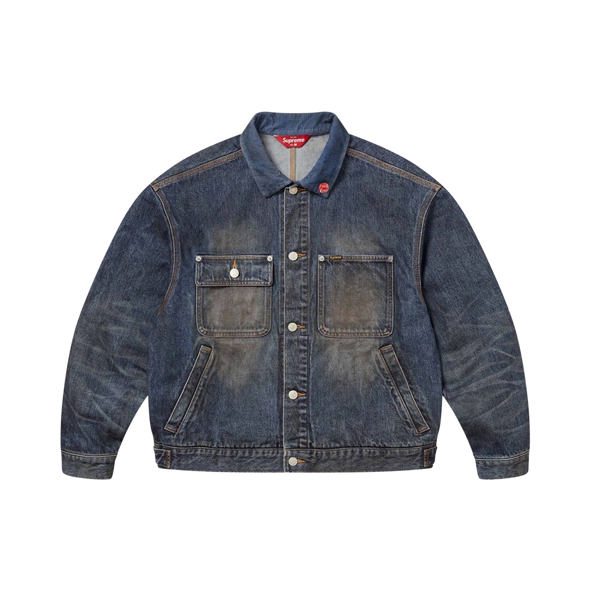 Supreme Distressed Selvedge Trucker Jacket - Blue | Editorialist
