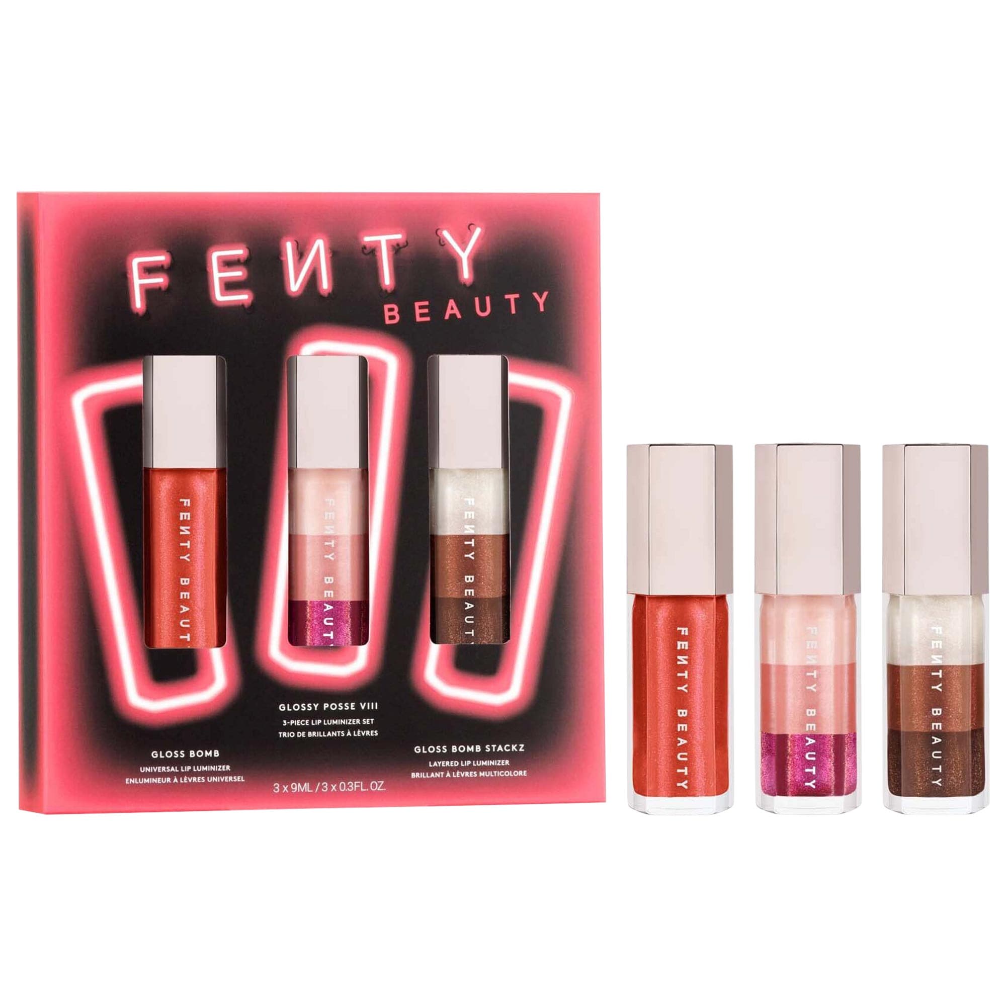 Fenty Beauty Glossy Posse Viii 3-Piece Lip Luminizer Set One