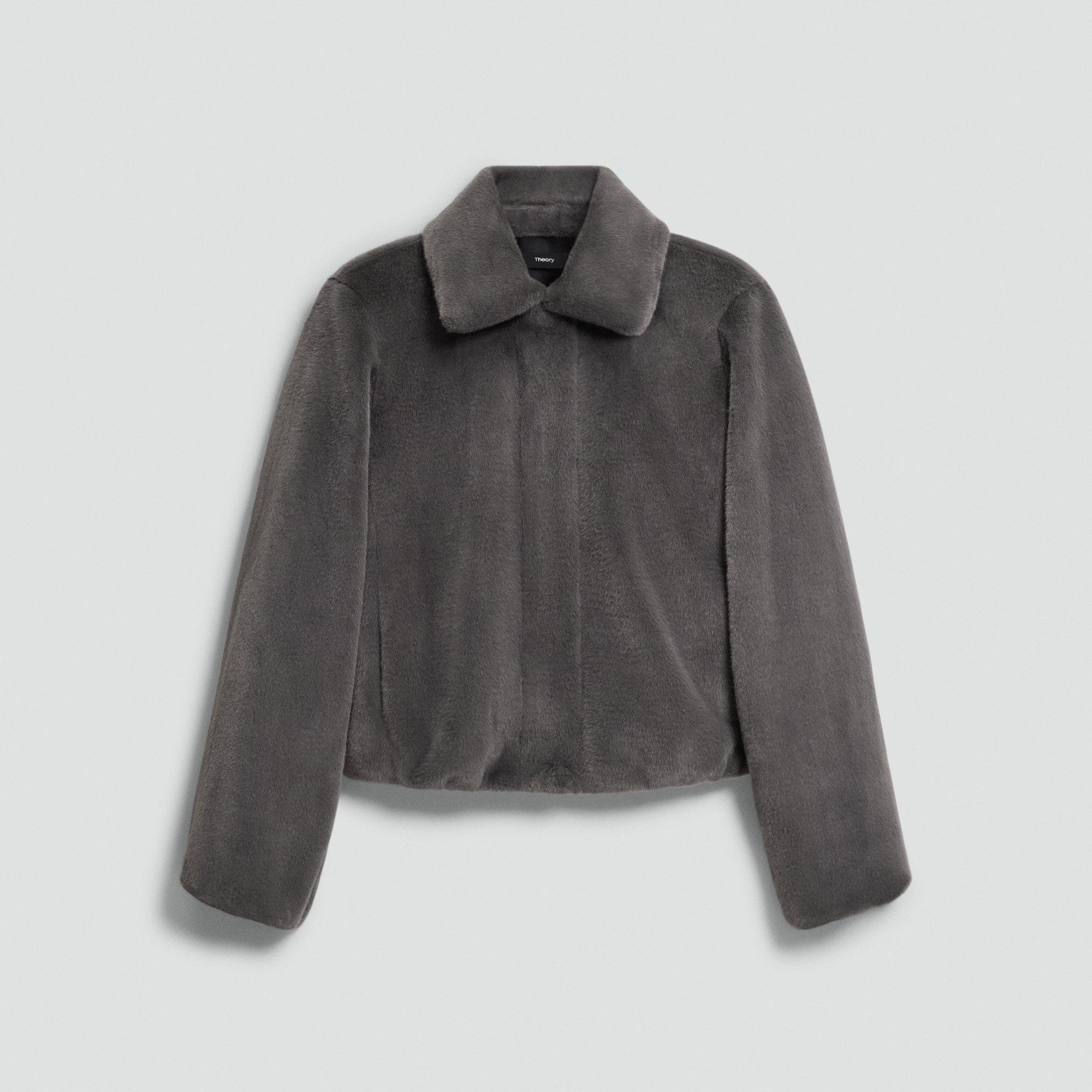 美品　Theory Varsity JKT P グレー Theory Collared Faux Fur Jacket - Grey - 40% Off | Editorialist