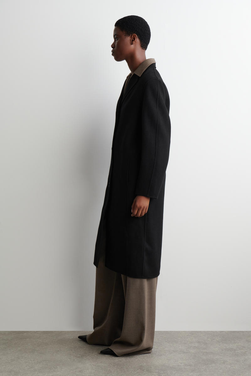 Cos Double-faced Wool Long Coat - Black | Editorialist