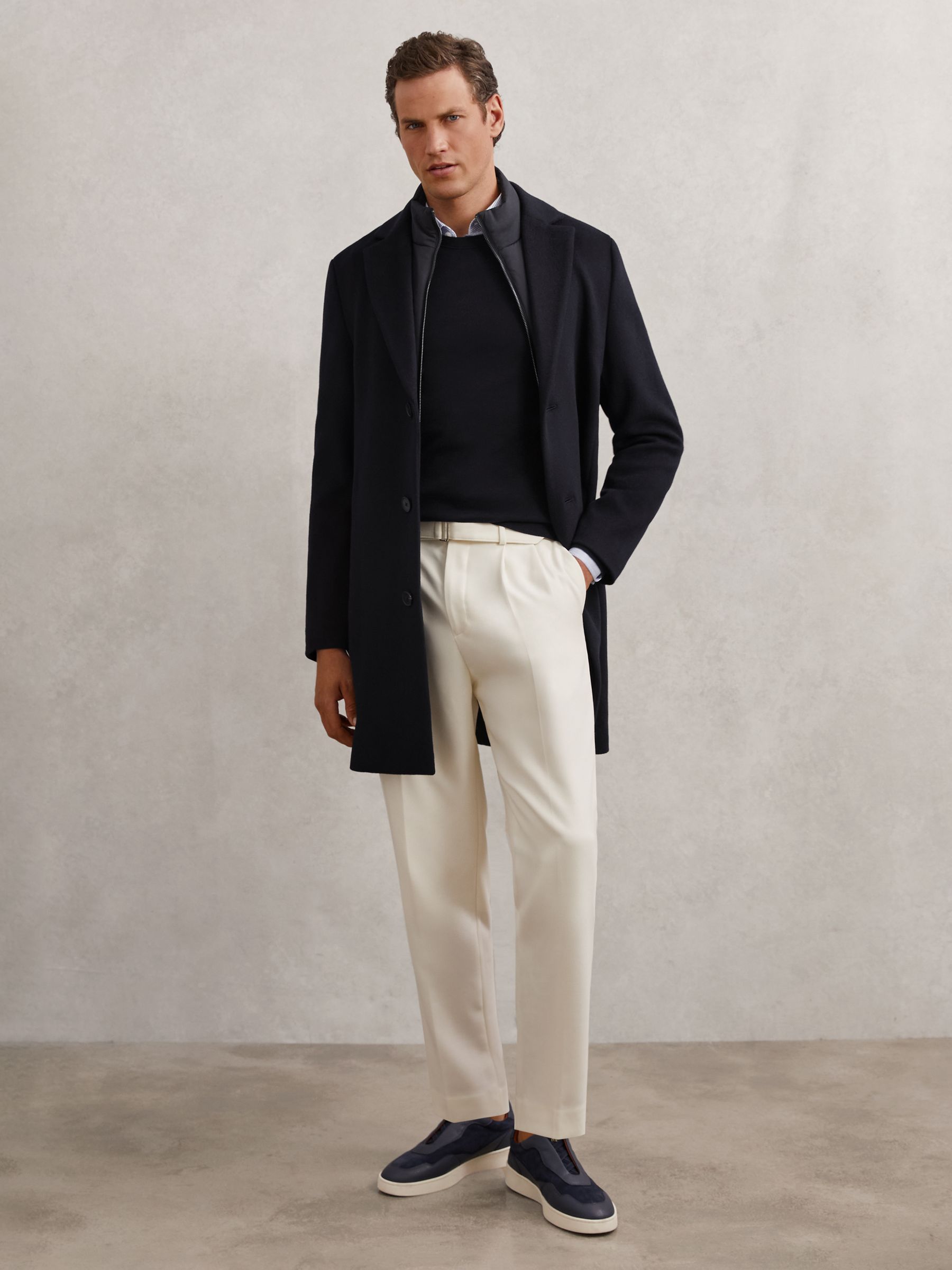 REISS gilet gable gilet wool-blend internal-gilet overcoat