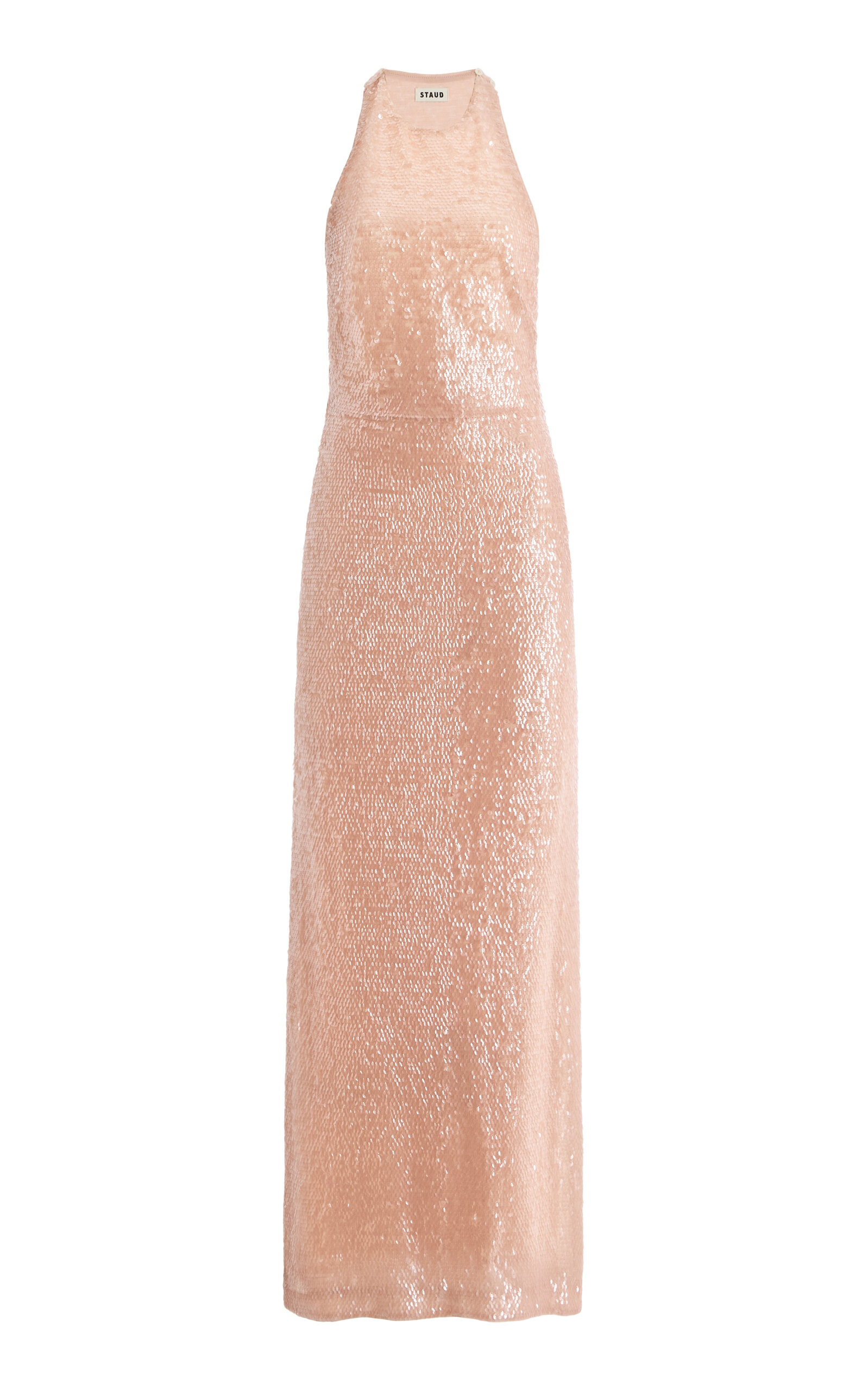 staud rose gold dress Staud Mesa Riverstone Sequin Combo Maxi Dress main image 0
