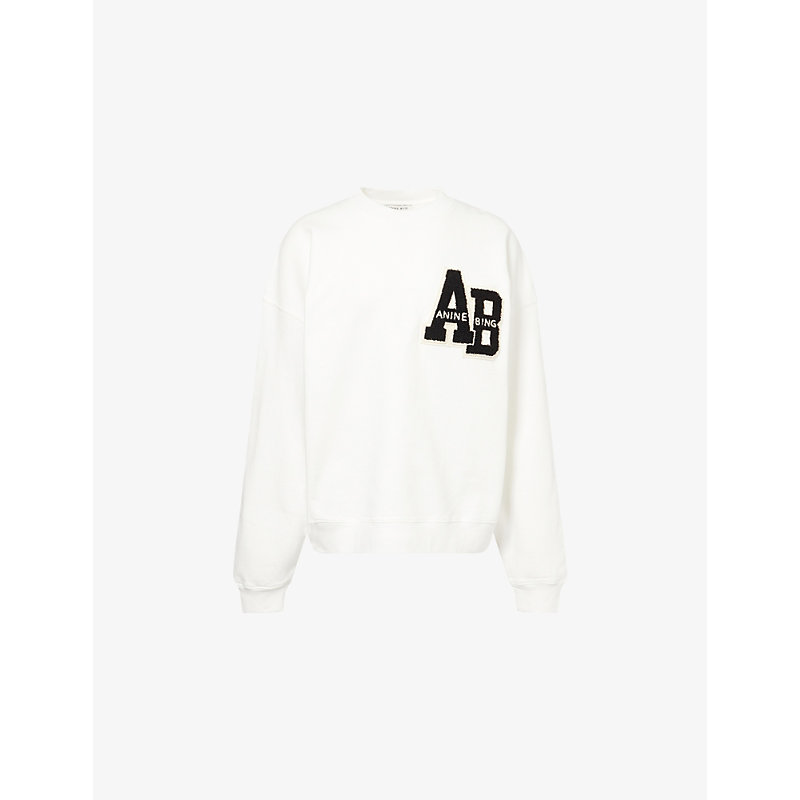 Anine Bing Miles Oversized Cotton-Fleece Sweatshirt - Off White ...