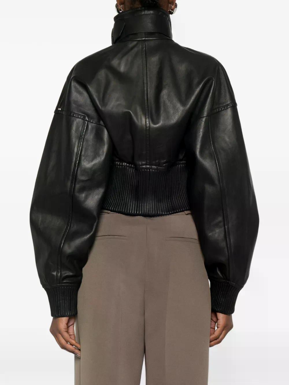 Sportmax Cropped Leather Jacket - Black | Editorialist