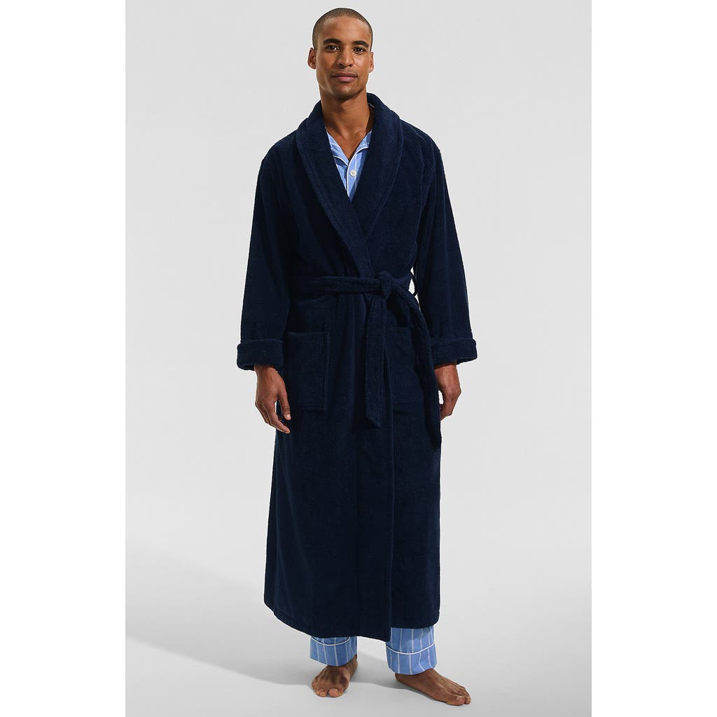 Lands' End Full Length Turkish Terry Robe - Radiant Navy | Editorialist