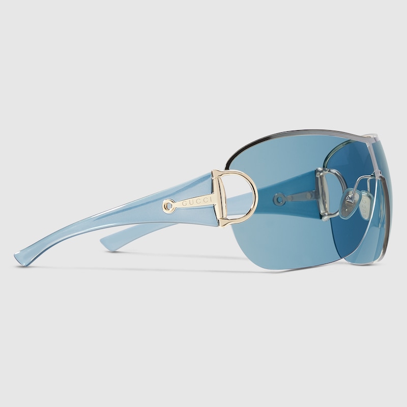 Gucci Frameless Mask Sunglasses With Horsebit Detail - Gold