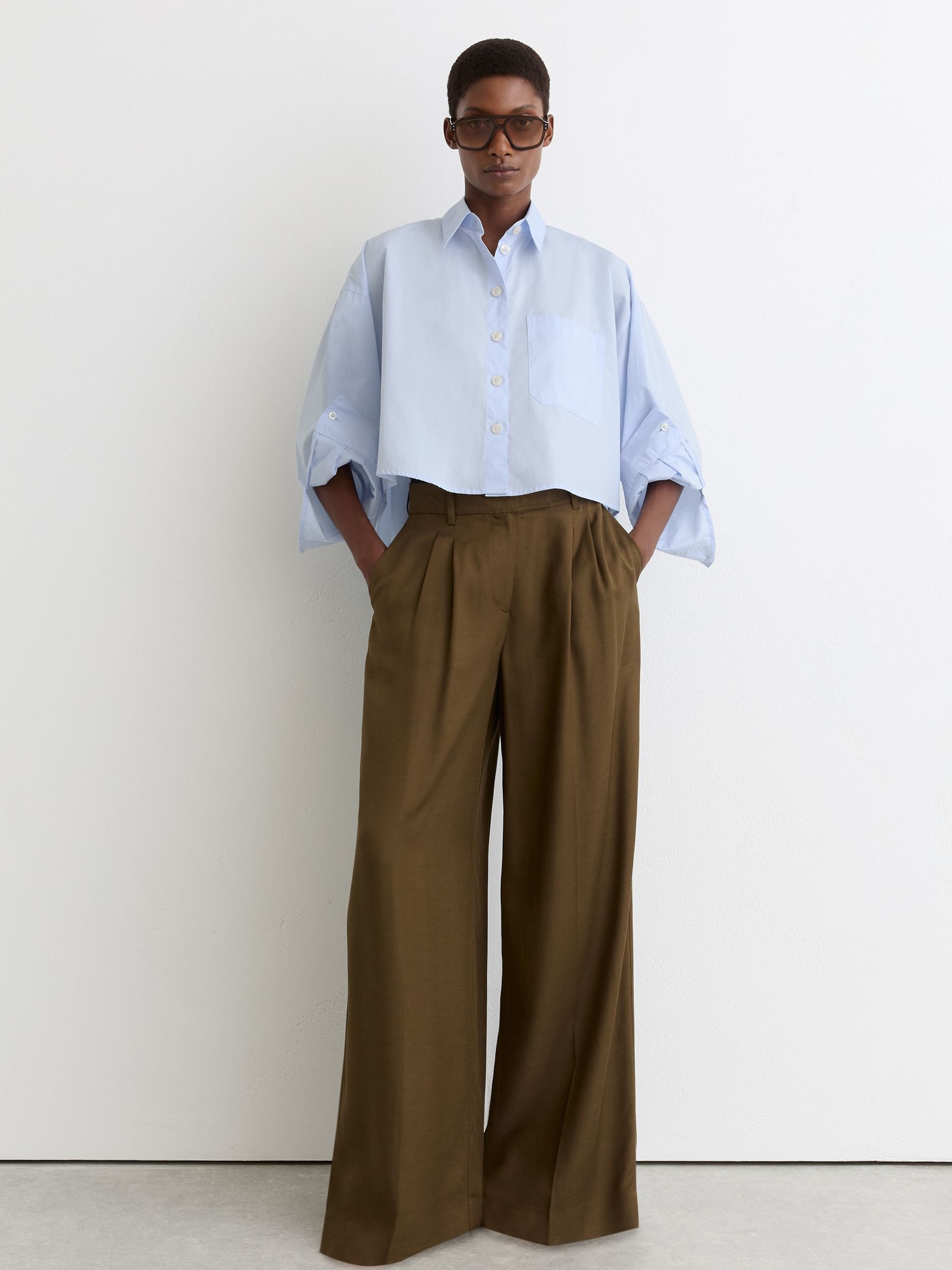 REISS Reiss Solenge Cropped Cotton Shirt