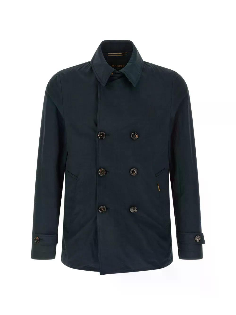 Moorer Scap-Arqua-Wfc Double-Breasted Coat - Blue | Editorialist