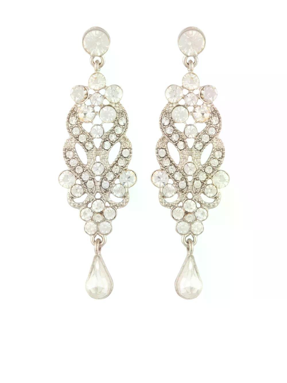 Susan Caplan 1980s Crystal Drop Earrings - Silver | Editorialist