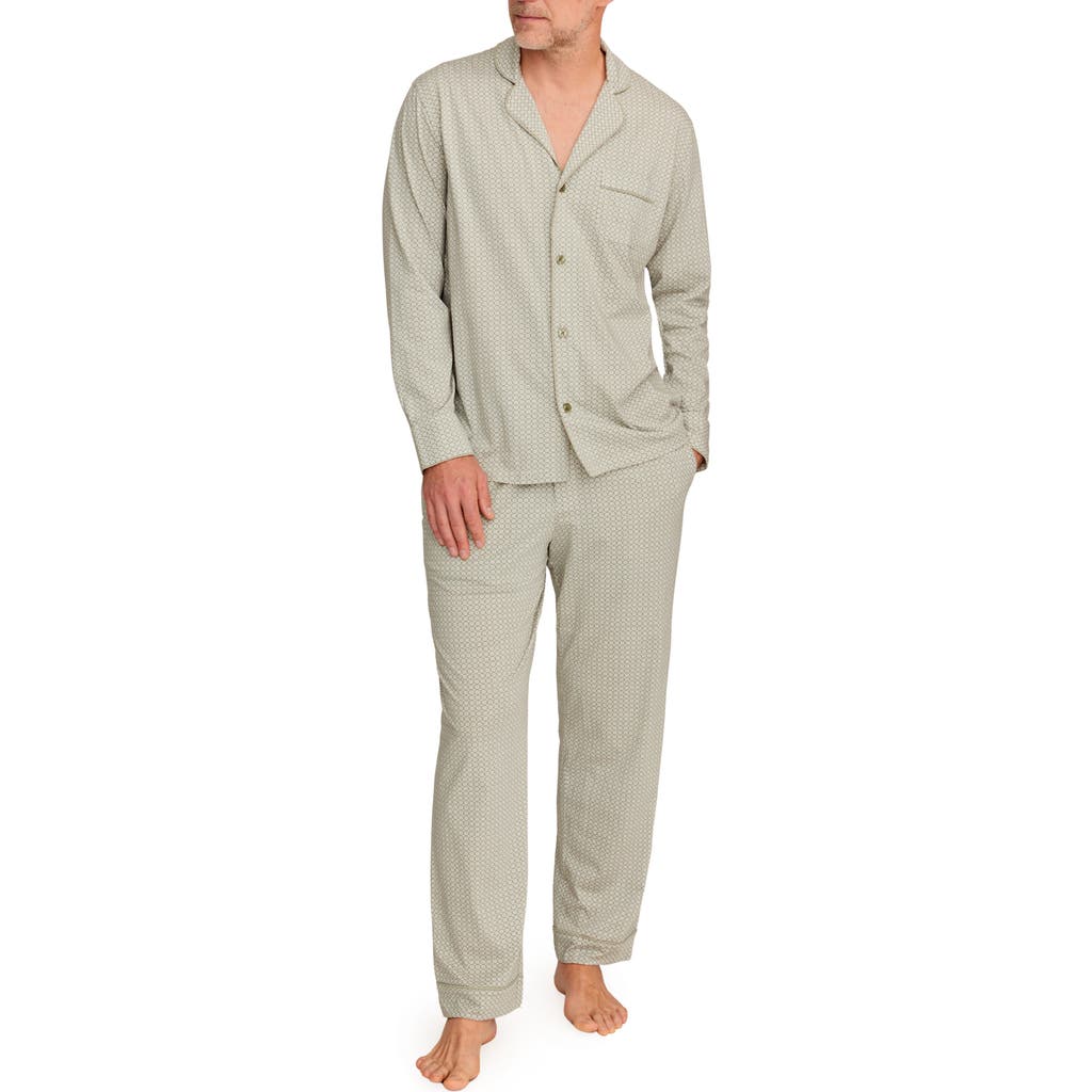 Petite Plume Geo Print Featherweight Pima Cotton Pajamas - Green ...