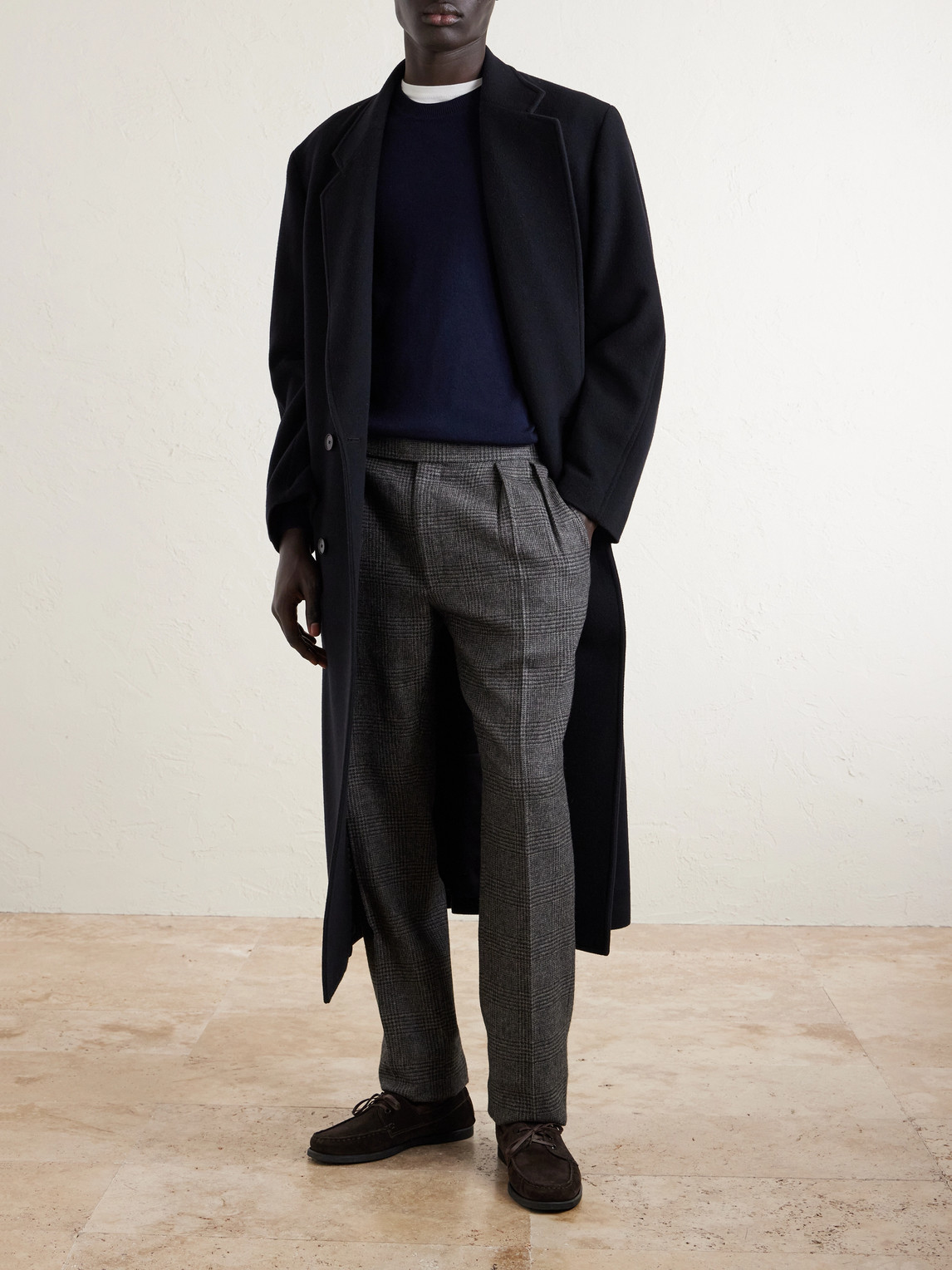 RALPH LAUREN PURPLE LABEL Straight-Leg Prince of Wales Check Camel Hair Trousers
