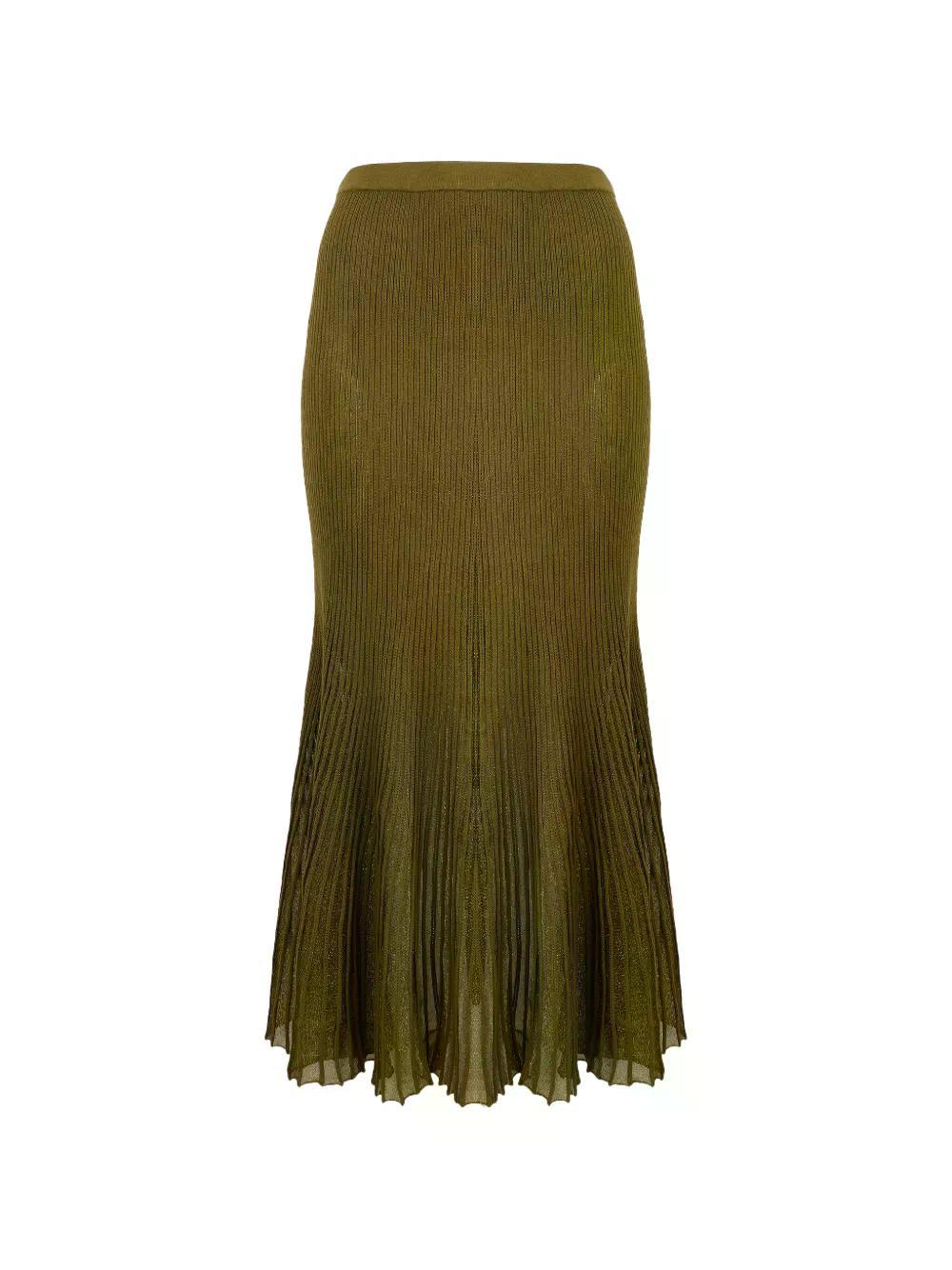 Ulla Johnson Vera Knitted Midi Skirt - Green | Editorialist