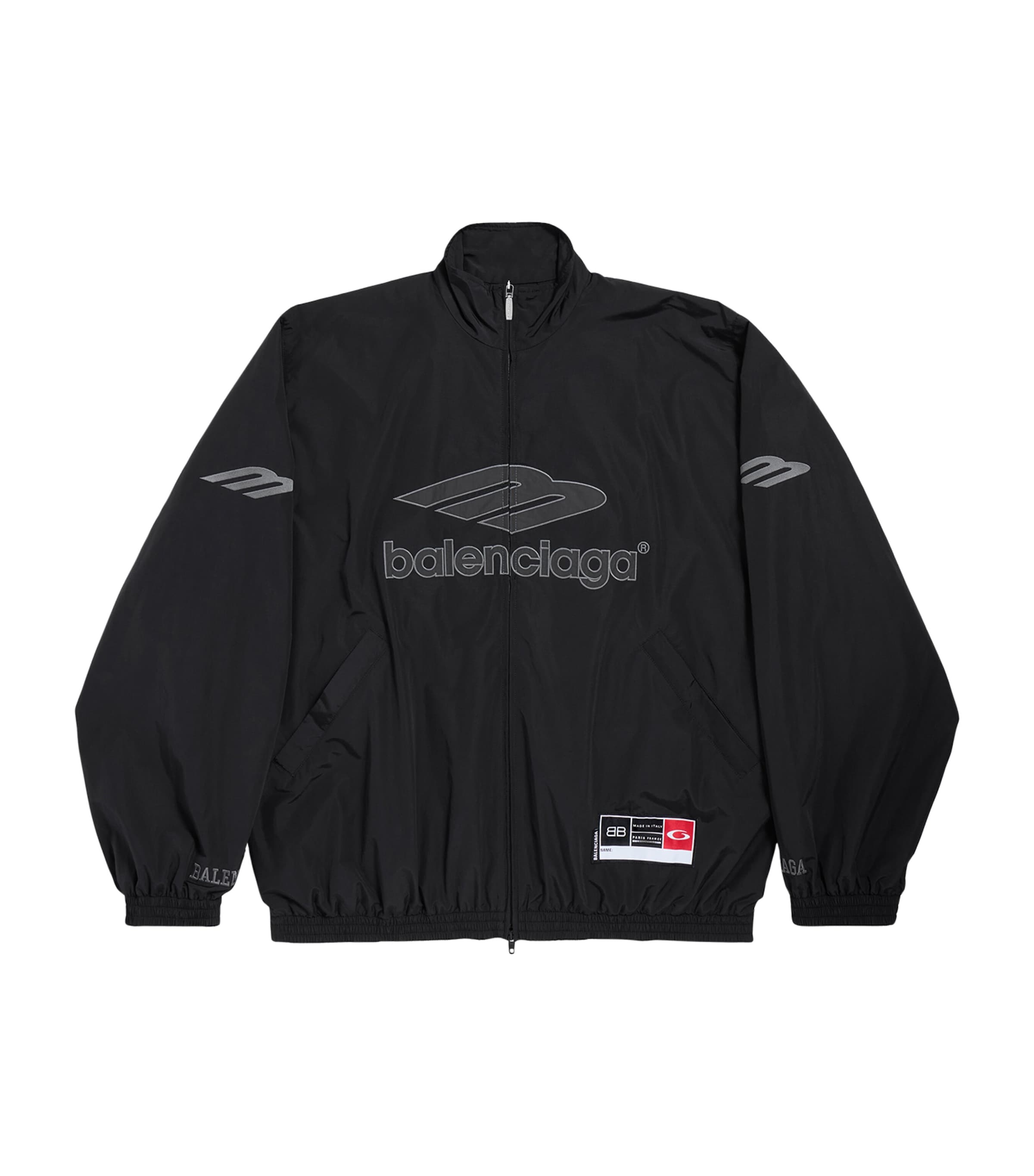 Balenciaga Oversized Logo Track Jacket - Black | Editorialist