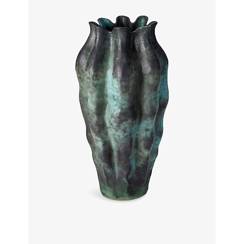 L'Objet Cenote Large Limoges Porcelain Vase - Green | Editorialist