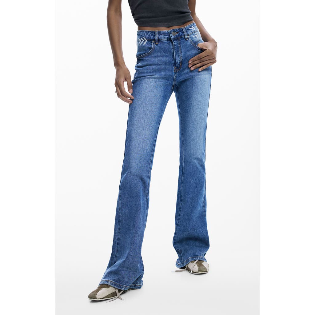 Desigual Embroidered Flare Jeans - Medium Blue | Editorialist