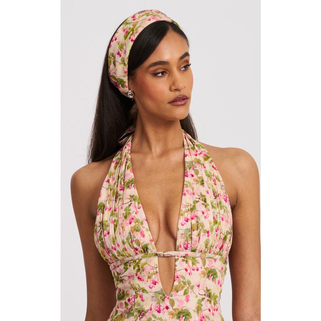 MISS CIRCLE Mackenzie Floral Print Halter Mini Dress