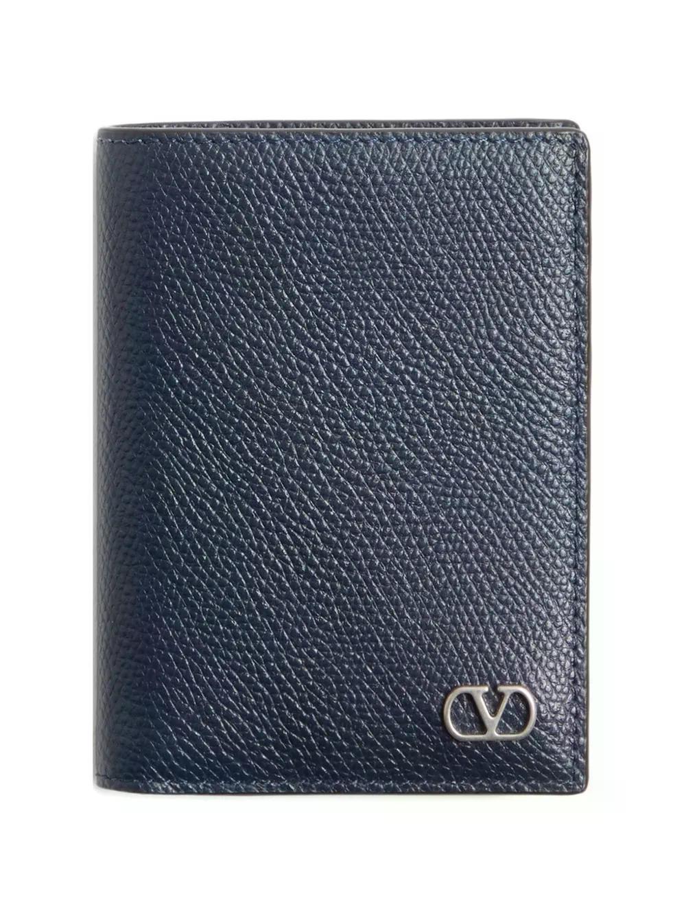 Valentino Garavani Grainy Vlogo Signature Card Holder - Blue | Editorialist