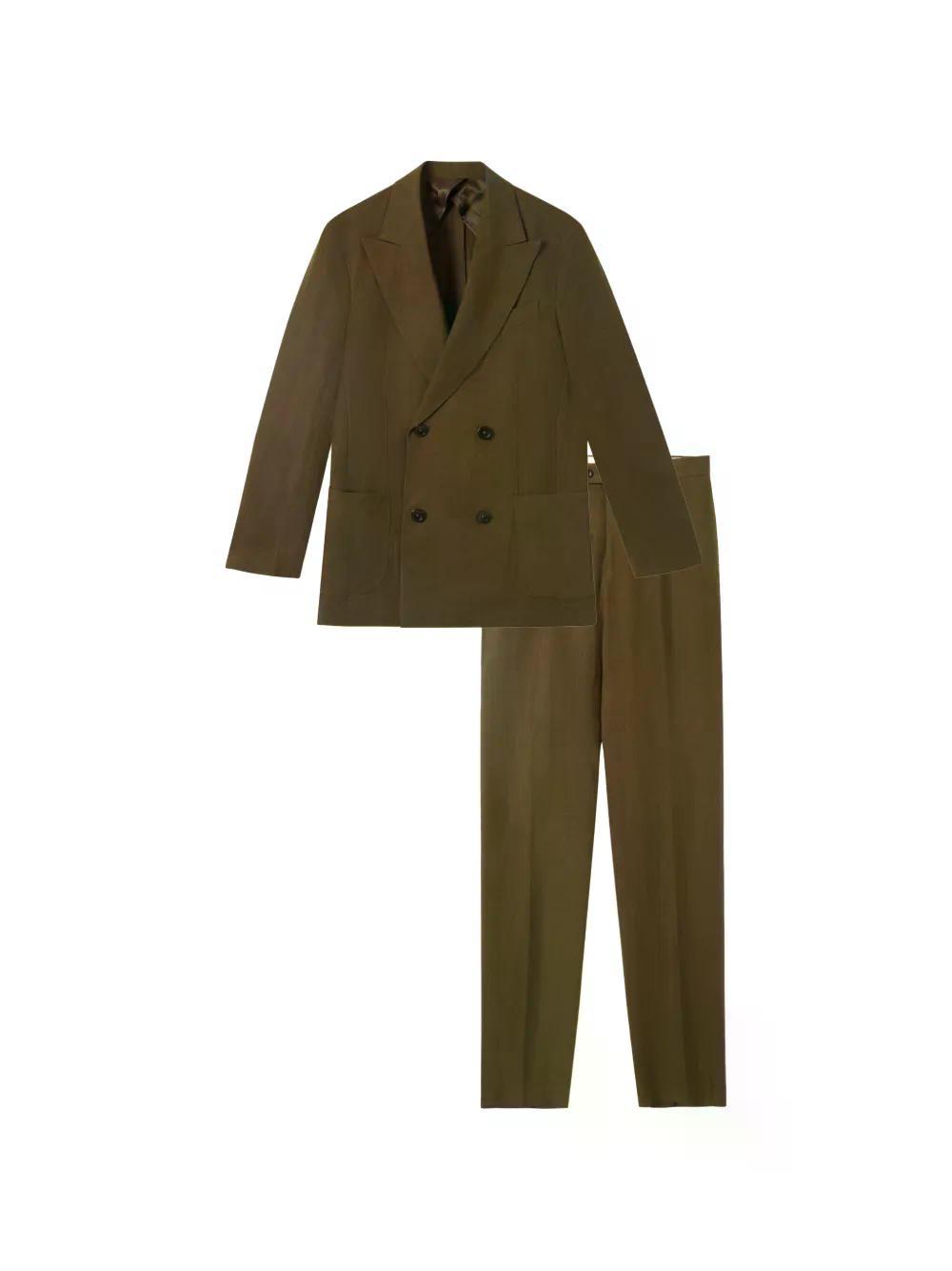 Fortela Marcello Double-Breasted Patch-Pocket Suit - Green | Editorialist