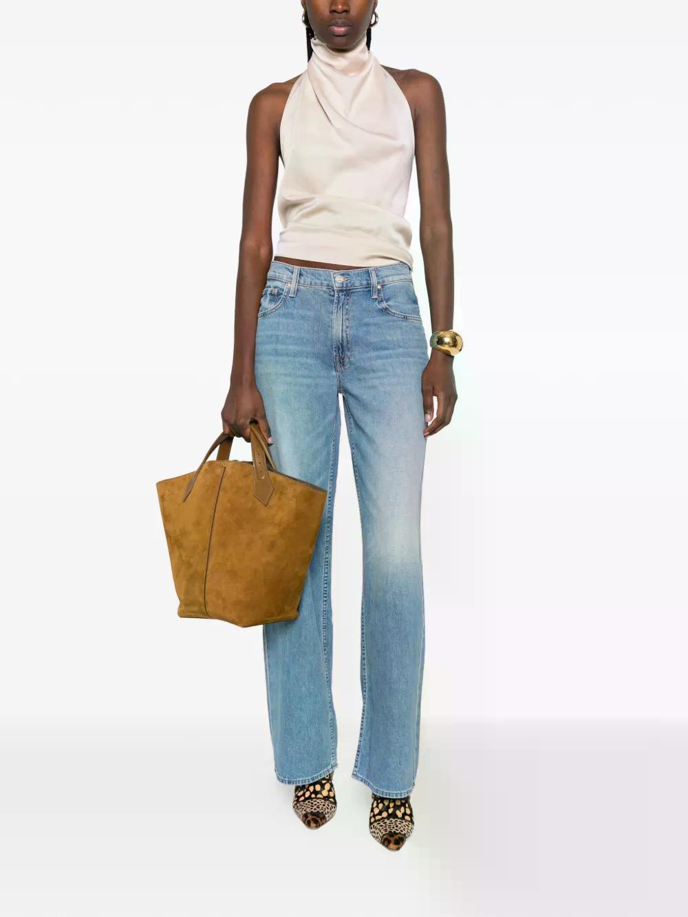 MOTHER MOTHER Spinner Zip Sneak Wide-Leg Jeans