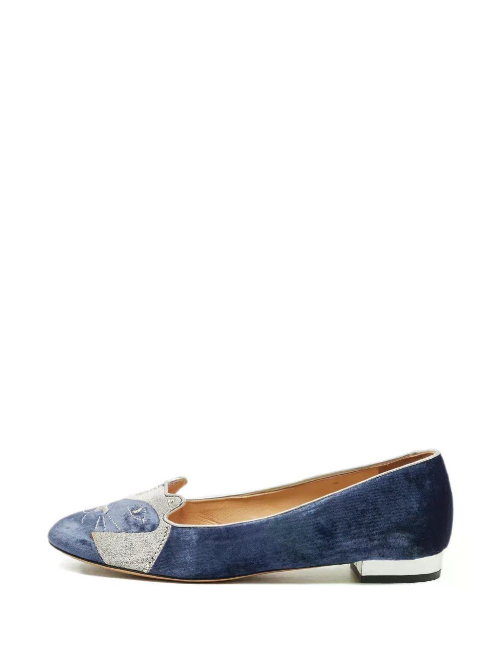 Charlotte Olympia Olympia Kitty Velvet Pumps - Blue | Editorialist