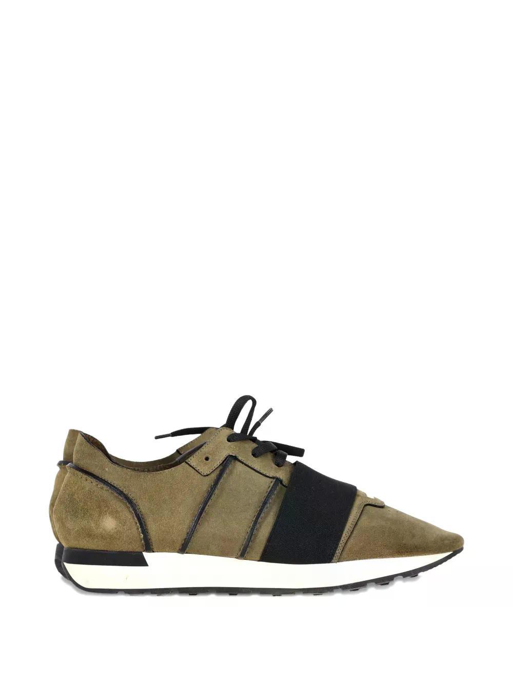 Balenciaga Race Runner Suede Sneakers - Green | Editorialist